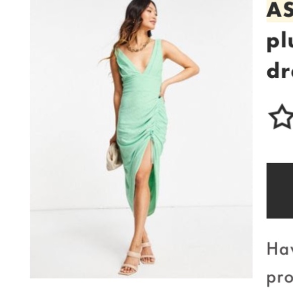 ASOS | Dresses | Plung Dress With Side Ruched Midi Sage Green Asos Size ...